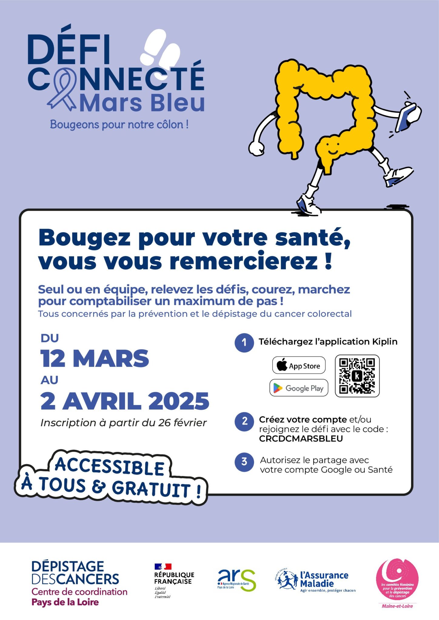 Mars bleu 2025, défi national connecté - Cancéropole Grand Ouest